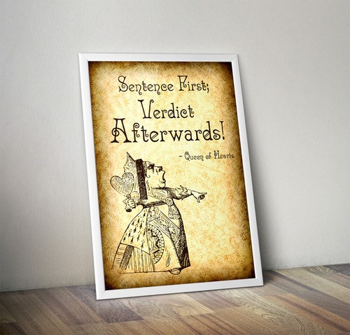 ALICE IN WONDERLAND Print Poster Queen Sentence First Party Gift Wall ...