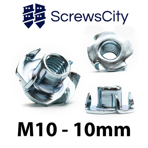 M10 - 10 mm T Nuts For Furniture, Wood, Captive, Blind Inserts, Four ...