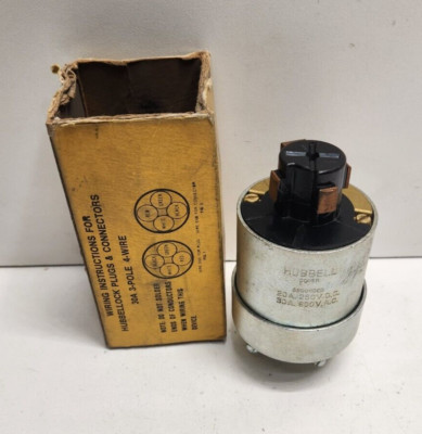 NEW OLD STOCK! HUBBELL 20A 250V 30A 600V 3-POLE 4-WIRE LOCKING PLUG ...