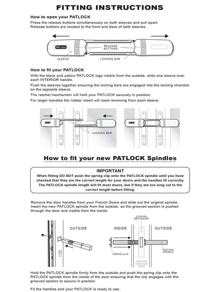 Patlock French Patio Double Doors Security Bolt As Seen On Dragons Den ...