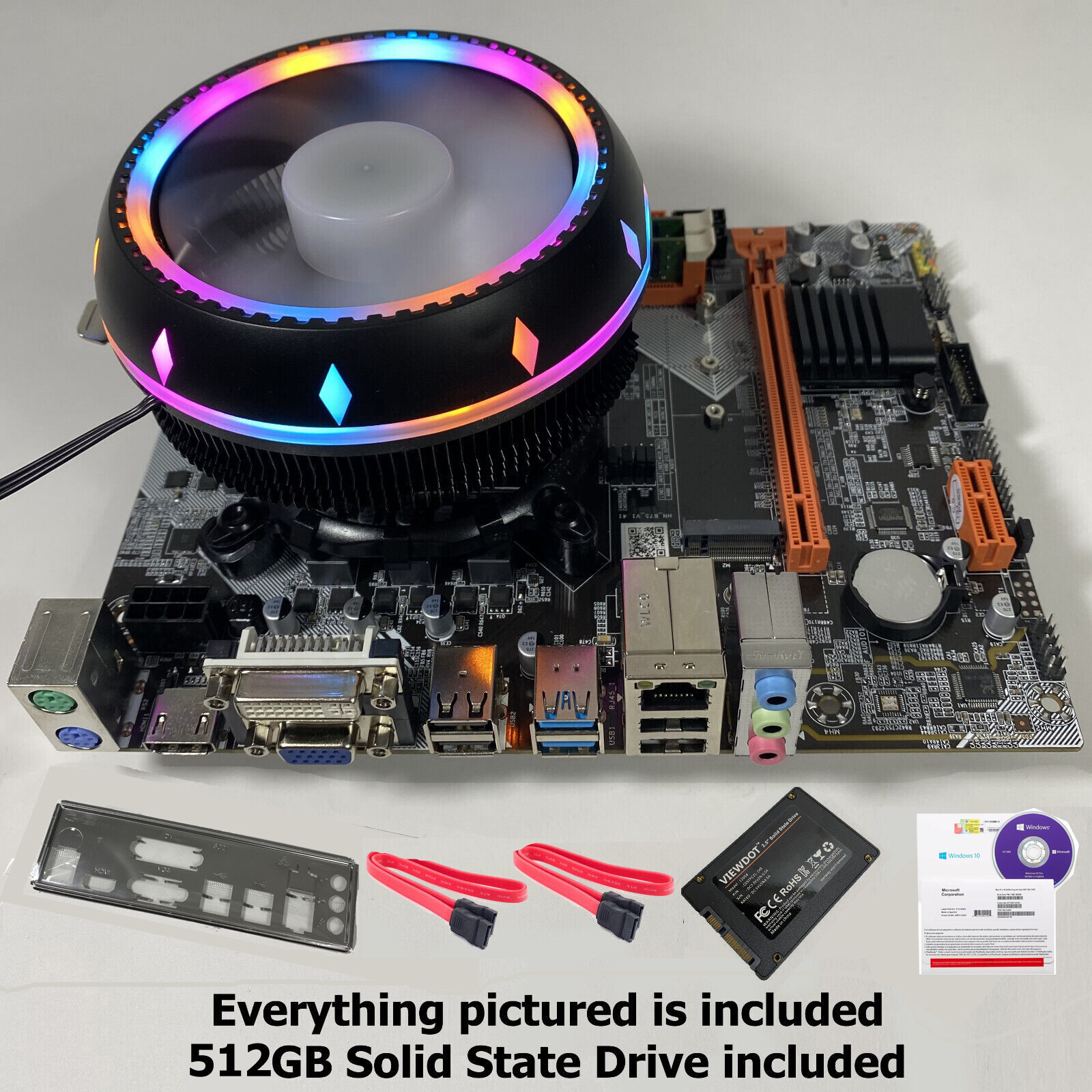 Intel i7 Gaming Motherboard CPU RAM Combo 3.8GHz 16GB 512GB SSD Win10 ...