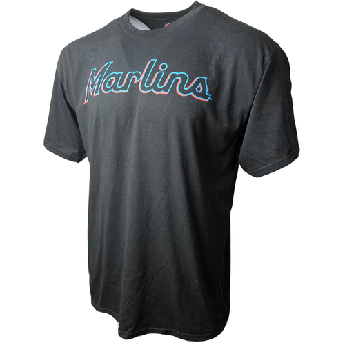 Men's Miami Marlins Majestic Branded Black Team Lockup T-Shirt | eBay ...