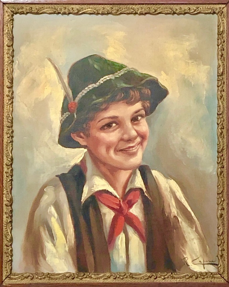 Rare Oil on Canvas Painting of Boy by Remo Capone 1927-68 American ...