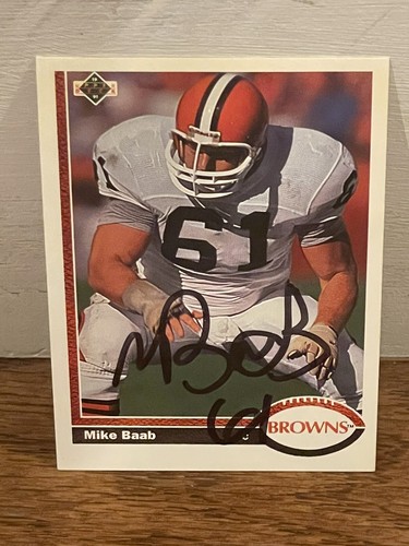 MIKE BAAB NFL Browns Autograph Lot 2 Cards 1992 Edge #27 1991 Upper ...
