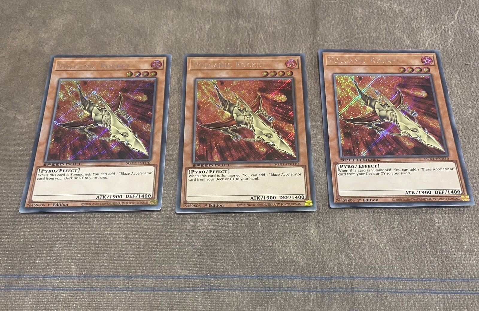🔥 3x Yugioh Volcanic Rocket SGX1-ENH10 SECRET RARE NM Speed Duel ...