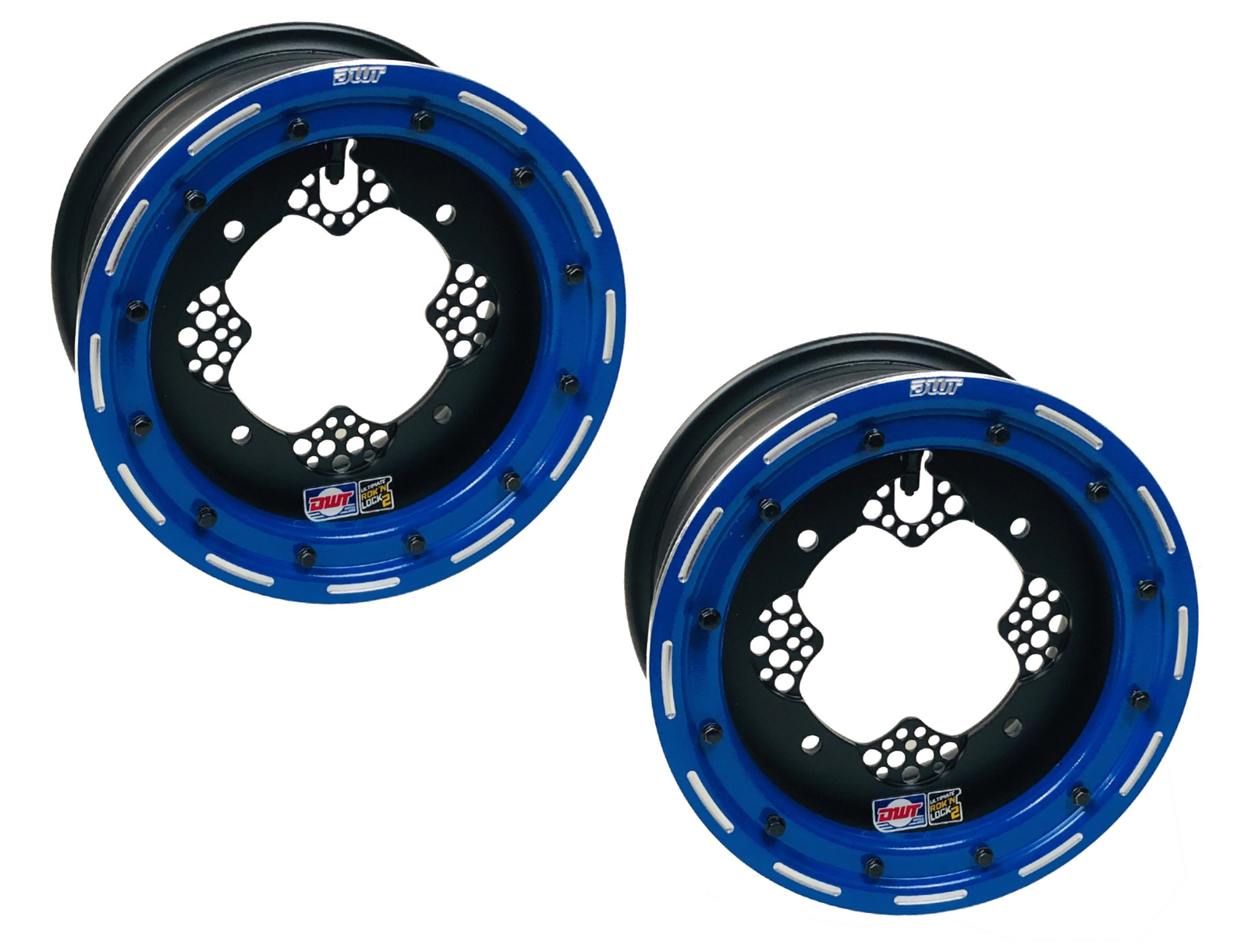 DWT ROK'N LOCK Front Blue Beadlock Rims Wheel 10" 10x5 4+1 4/156 Raptor ...