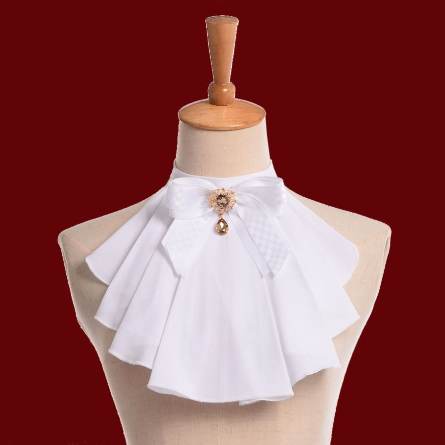 Women Jabot Neck With Bowknot Victorian Ruffles Collar Retro Chiffon ...