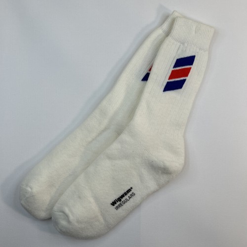VTG Socks Wigwam 80s Crew USA Stripe Logo NOS White Acrylic Blend 10-13 ...