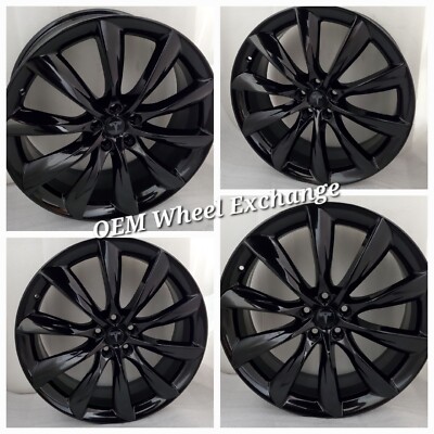 Original 22" Tesla Model X OEM Turbine Gloss Black Wheels Stock Rims ...
