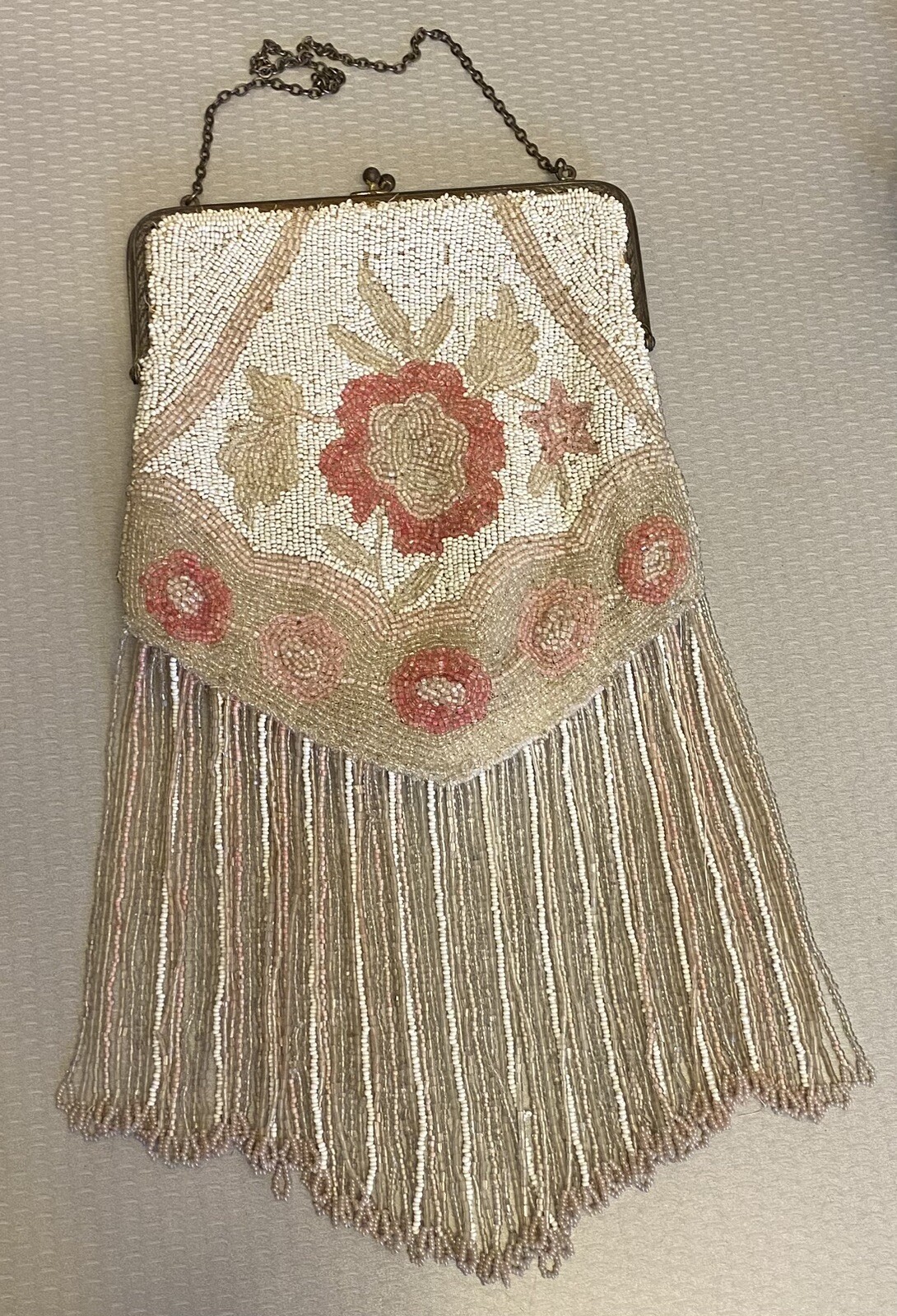 20s Deco Flapper Antique BEADED BAG handmade purse pi… - Gem