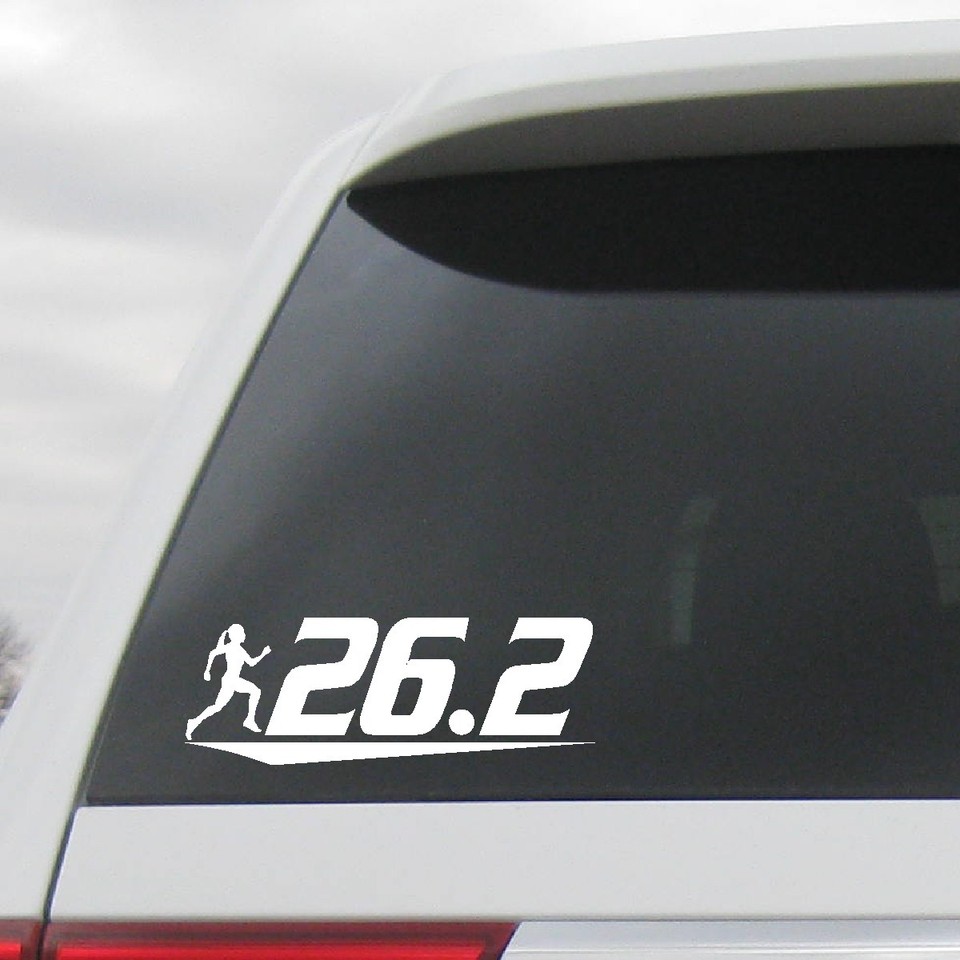 26.2 Marathon Decal Vinyl Sticker Woman Runner Swoosh Logo Running Run ...