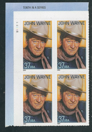 2004 John Wayne Plate Block Of 4 37c Postage Stamps, Sc# 3876, MNH, OG ...