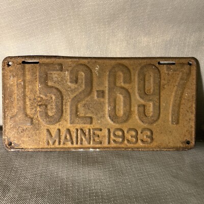 1933 Maine License Plate Tag Original | eBay