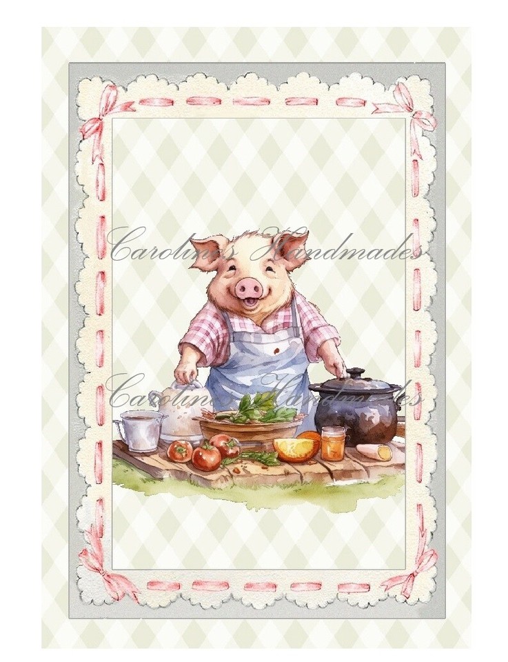 Cute Farmer Pigs A Designer MULTI-SIZE SET Cotton Fabric Quilt Blocks ...