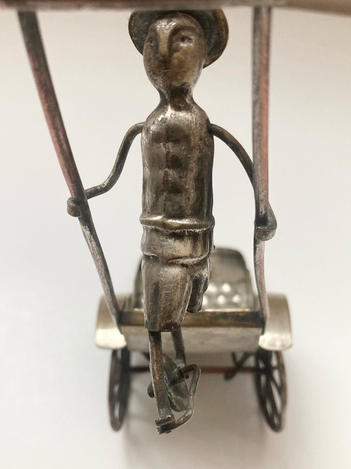 Vintage Mini Asian Rickshaw & Driver Figurine Silver Plated | eBay