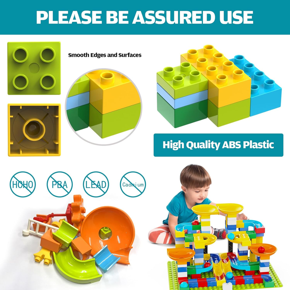 3In1 Marble Runs for Kids 4-8 Building Blocks/246Pcs Classic Big Blocks ...