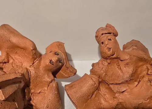 Very rare David Bryce PAIR of Asian pottery slab clay wall or table ...