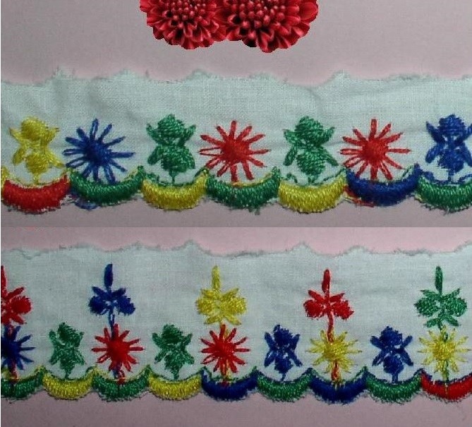 Embroidered Multicolor Trim 4 - 8 Yards Cotton 1-1/2" R43V CLOSEOUT | eBay