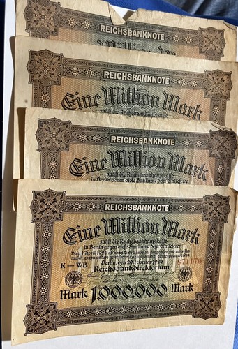 1923 Reichs Bank Note 1 Million Mark Eine Millionen Hyper Inflation ...