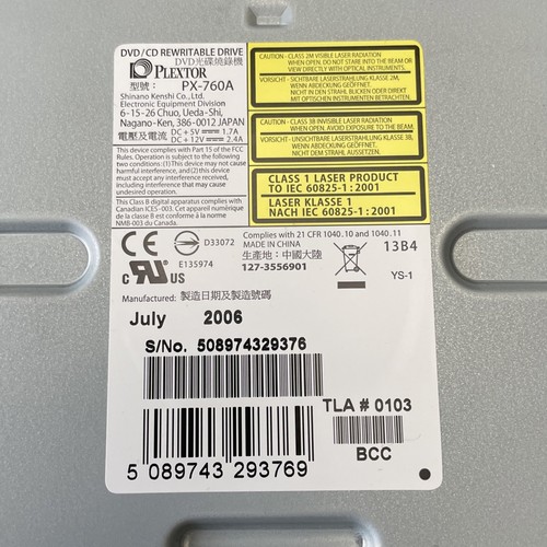 PLEXTOR PX-760A CD/DVD Rewritable Drive Black Faceplate A7 | eBay