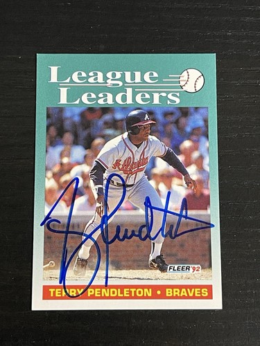 Terry Pendleton 1992 Fleer League Leaders Autographed Card Atlanta ...