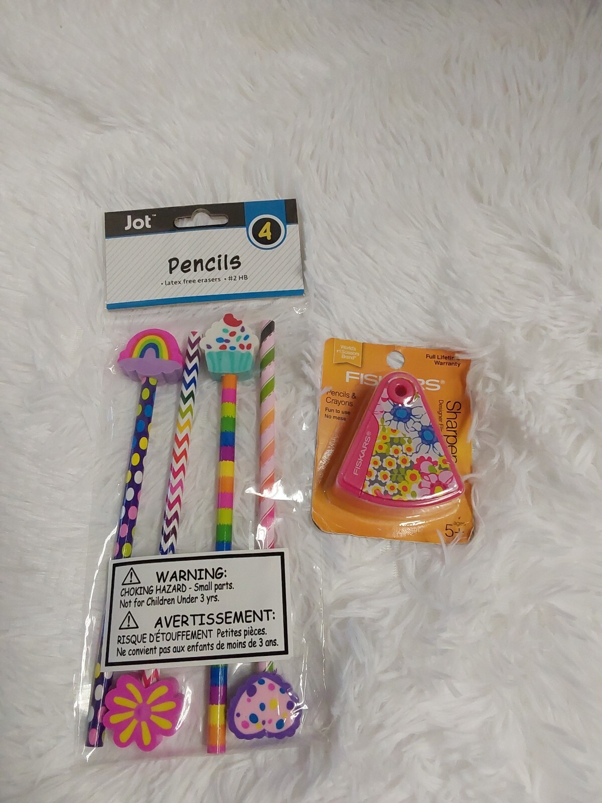 Jot 4-pack Novelty Pencils W/Eraser Tops & Fiskars Pink Pencil ...