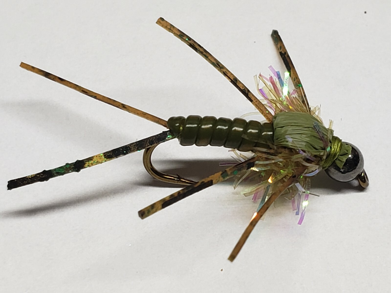 Stonefly Nymph OLIVE Bead Head Rubber Leg Size 8 (per 3) | eBay
