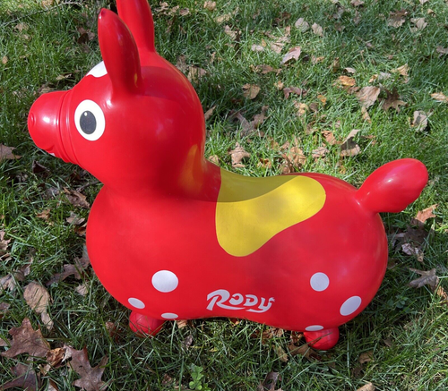 Vintage Red Rody Ride On Horse Toddler Bouncer Ledra Plastic Made In ...