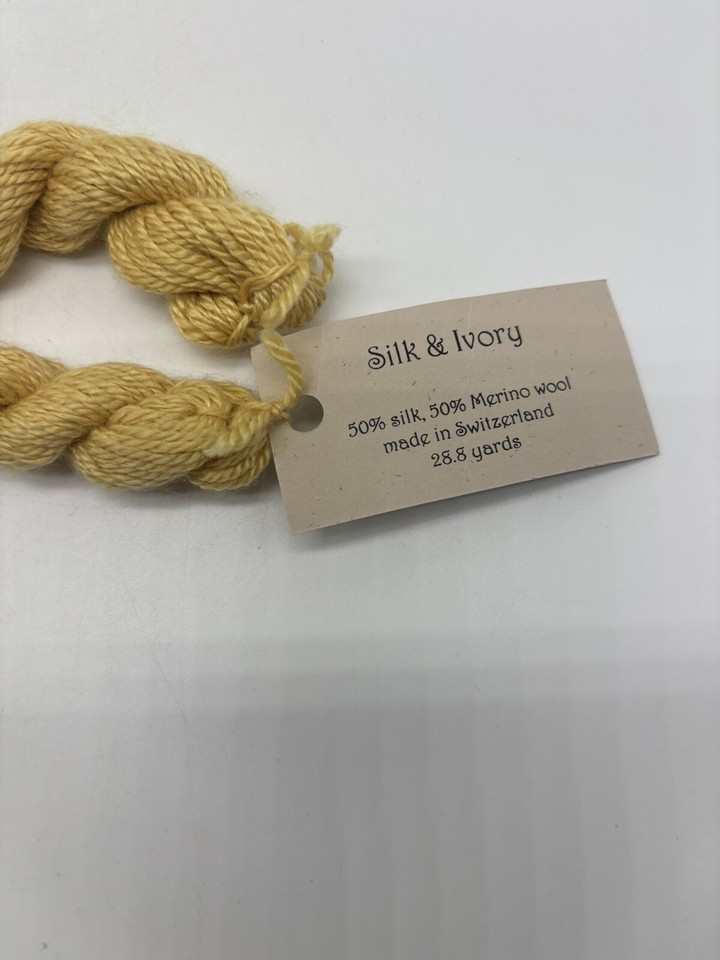 Silk and Ivory Needlepoint Yarn 28.8 Yd New Lot Of 2 Saffron Color #121 ...