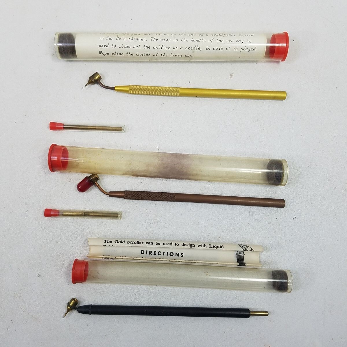 Lot 3 Gold Well Pens Porcelain China Painting Writer Scroller Fluid ...