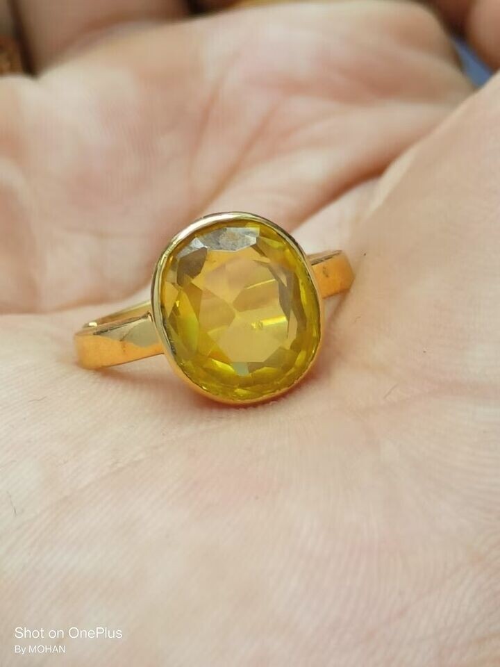 Yellow Sapphire Pukhraj Rashi Ratan Astrological Handmade Ring | eBay