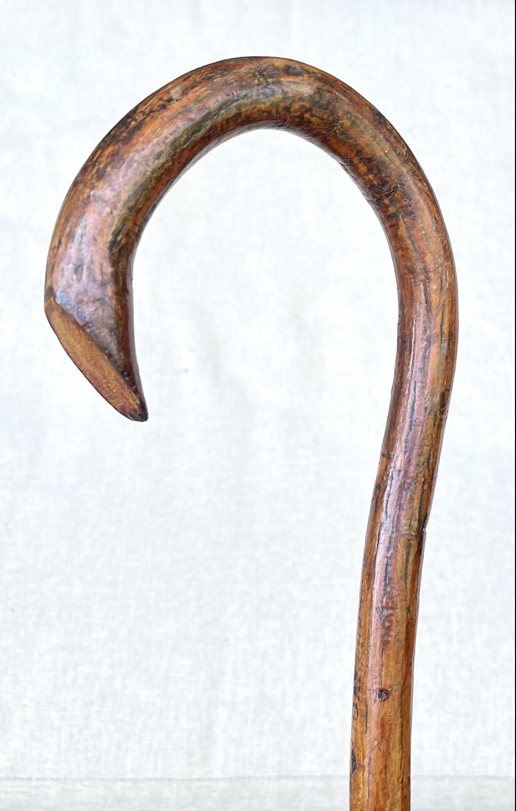 Vintage Antique Knobby Wood Brass Tip Classic Crook Handle Walking ...