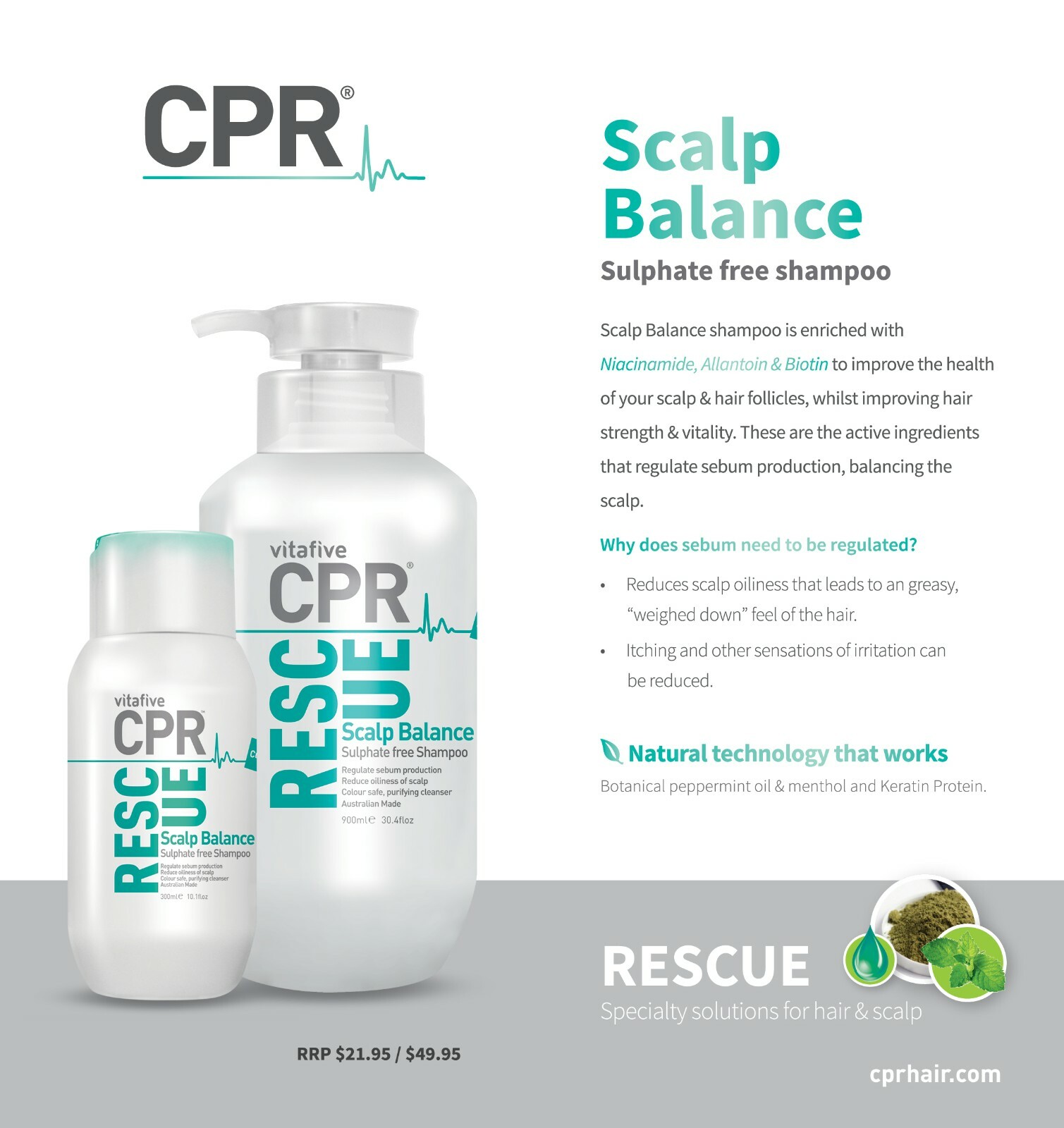 Vita 5 CPR Rescue Balance Shampoo 900ml (VitaFive) Sulfate-Paraben ...