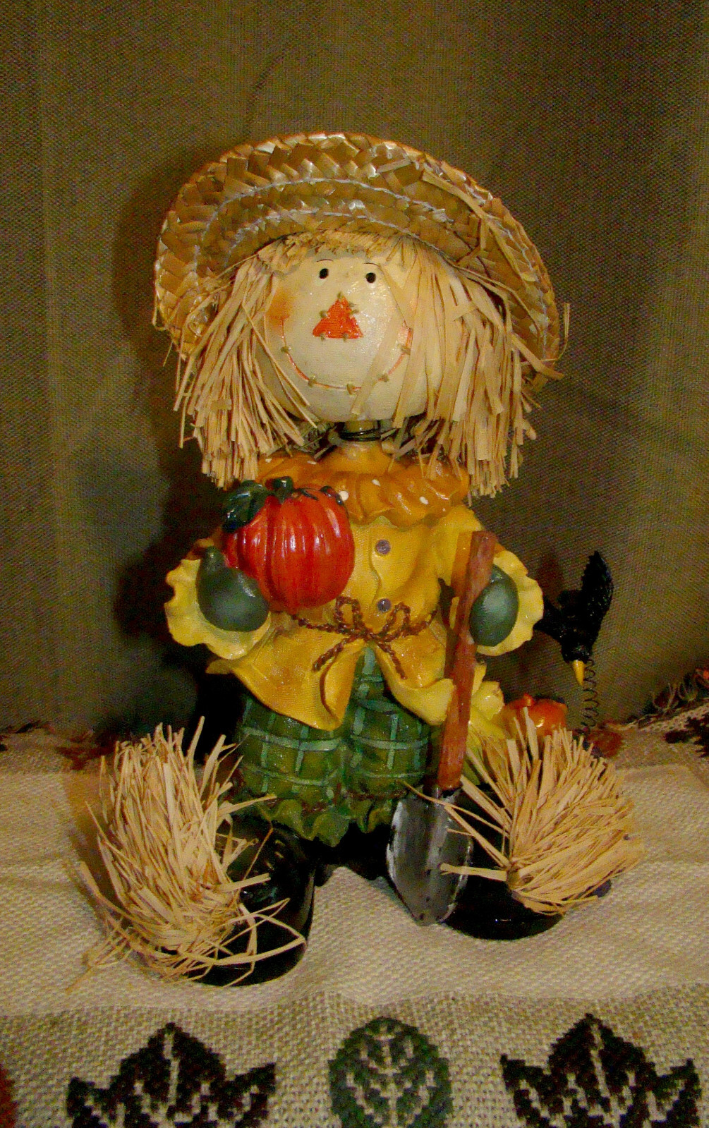 Scarecrow & Crow Large 10" Bobblehead Fall Thanksgiving Autumn Decor ...