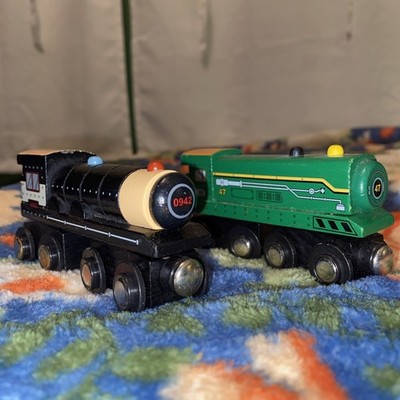 Masion Joseph Battat Black And Green Wooden Train Steam Locomotives | eBay