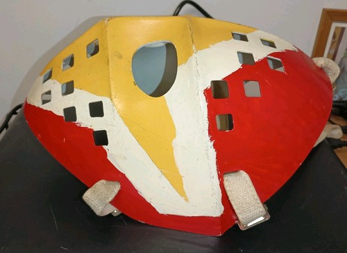 Vtg Cooper Street Hockey Red Yellow White Goalie Mask HM6 Oil Painted ...