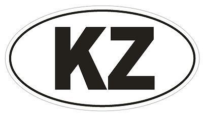 KZ Kazakhstan Country Code Oval Bumper Sticker or Helmet Sticker D1035 ...