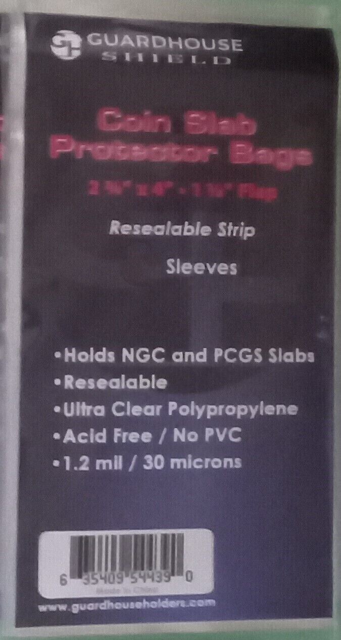 25 Guardhouse Graded Coin Slab Protector Bags Resealable for PCGS / NGC ...