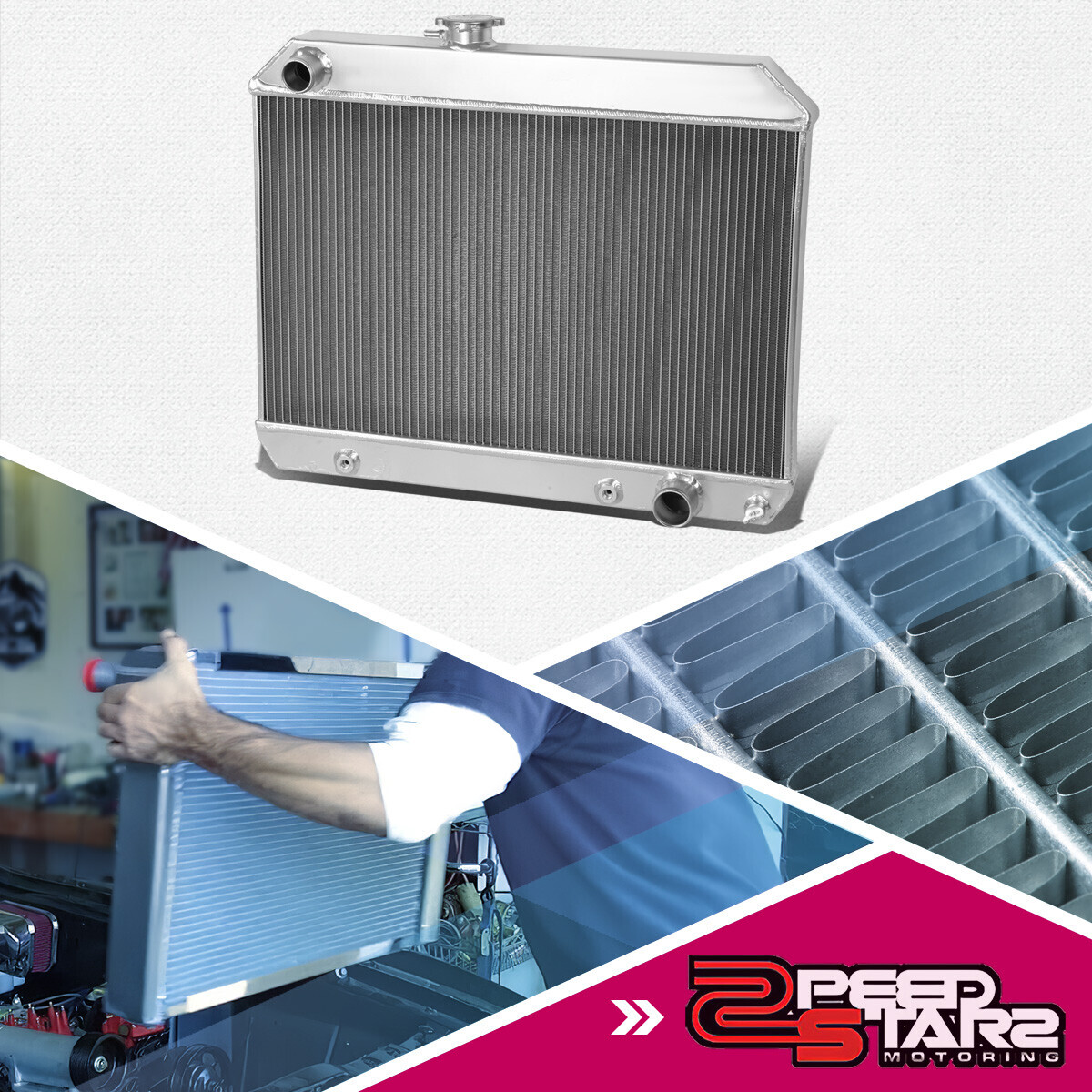 3-ROW ALUMINUM CORE RADIATOR+CAP FOR 1965-1967 PONTIAC GTO/LEMANS ...