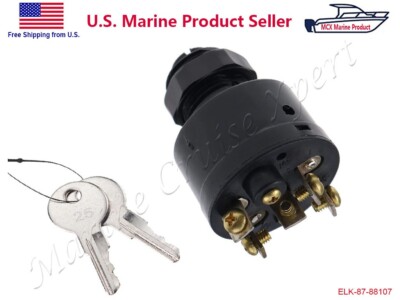 Boat Ignition Key Switch Push to Choke Mercury Outboard Off-On-Start 6 ...