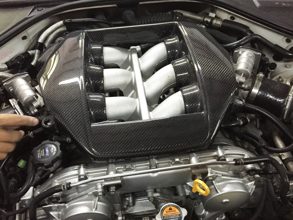 For 09-15 Nissan GTR R35 Carbon Fiber Front Engine Cover Trim Body Kit ...