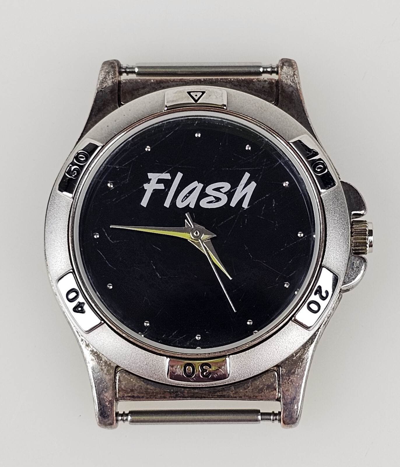 Flash Silver Tones Black Dial Tomax USA Japan Movement VTG Wristwatch ...