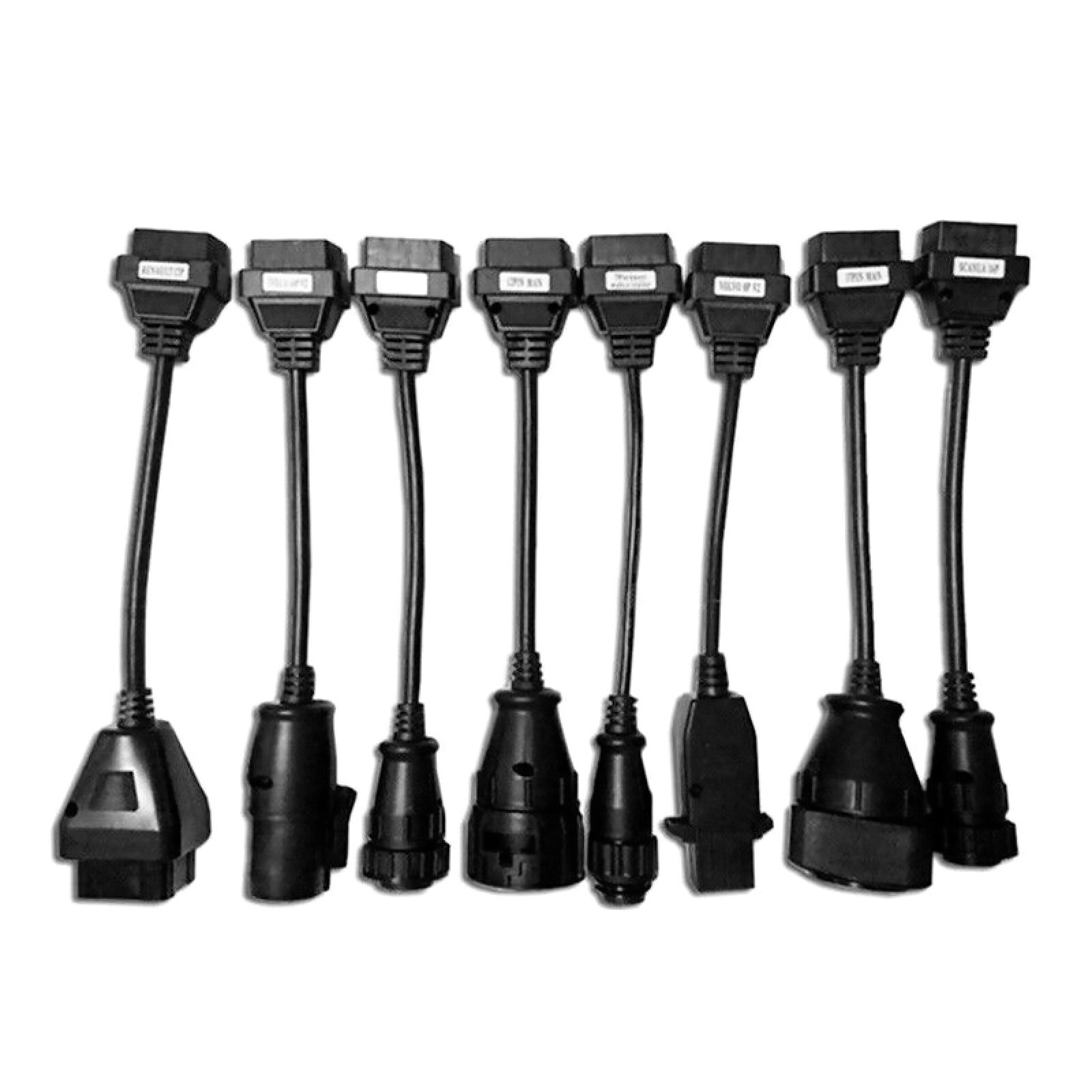 8 Pcs OBD2 OBDII Full Set Diagnostic Tool Adapter Truck Cables For CDP ...