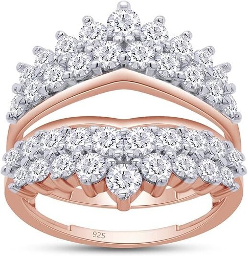 1/9Ct Double Row Solitaire Enhancer Guard Ring Lab Grown Diamond 925 ...