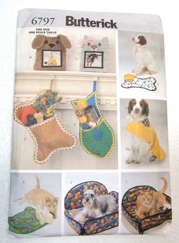 Butterick 6797 Pet Accessories Sewing Pattern Uncut Vintage Dog Cat ...