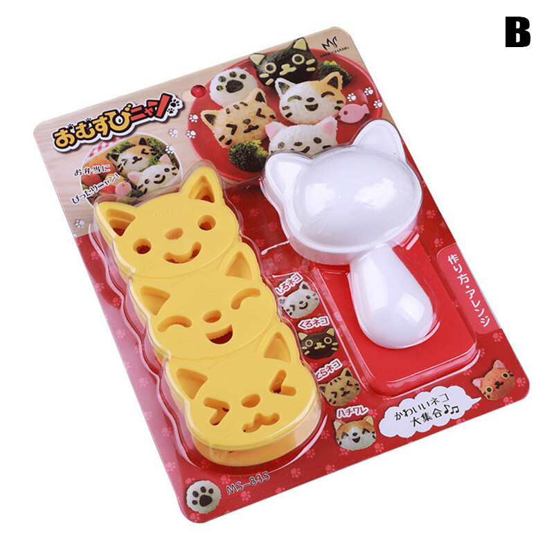 Cute Cat Rice Ball Mold Cartoon Cat Pattern Bento Rice Decor Kids DIY ...