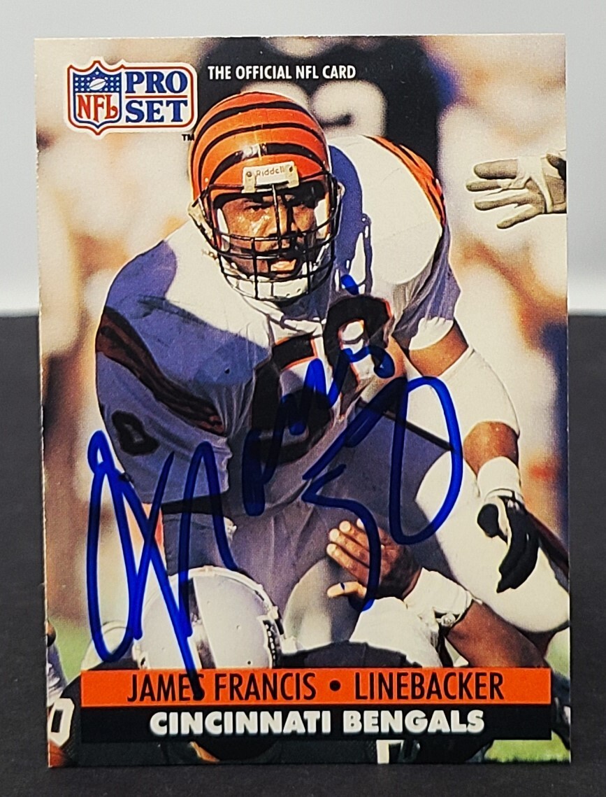 JAMES FRANCIS Signed 1991 Pro Set Football Card #112 Cincinnati Bengals ...