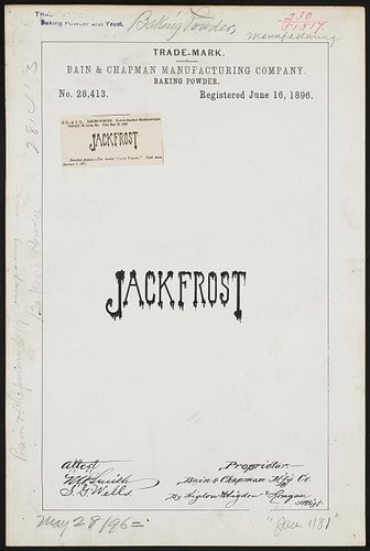 Bain & Chapman Manufacturing Company for Jackfrost brand Baking Powder ...