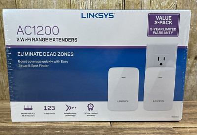 NEW Linksys RE6350 AC1200 Dual-Band Wi-Fi Range Extender (Pack of 2 ...