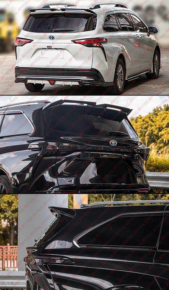 FOR 2021-2024 Toyota Sienna MC Style Gloss Black Rear Roof Spoiler Wing ...